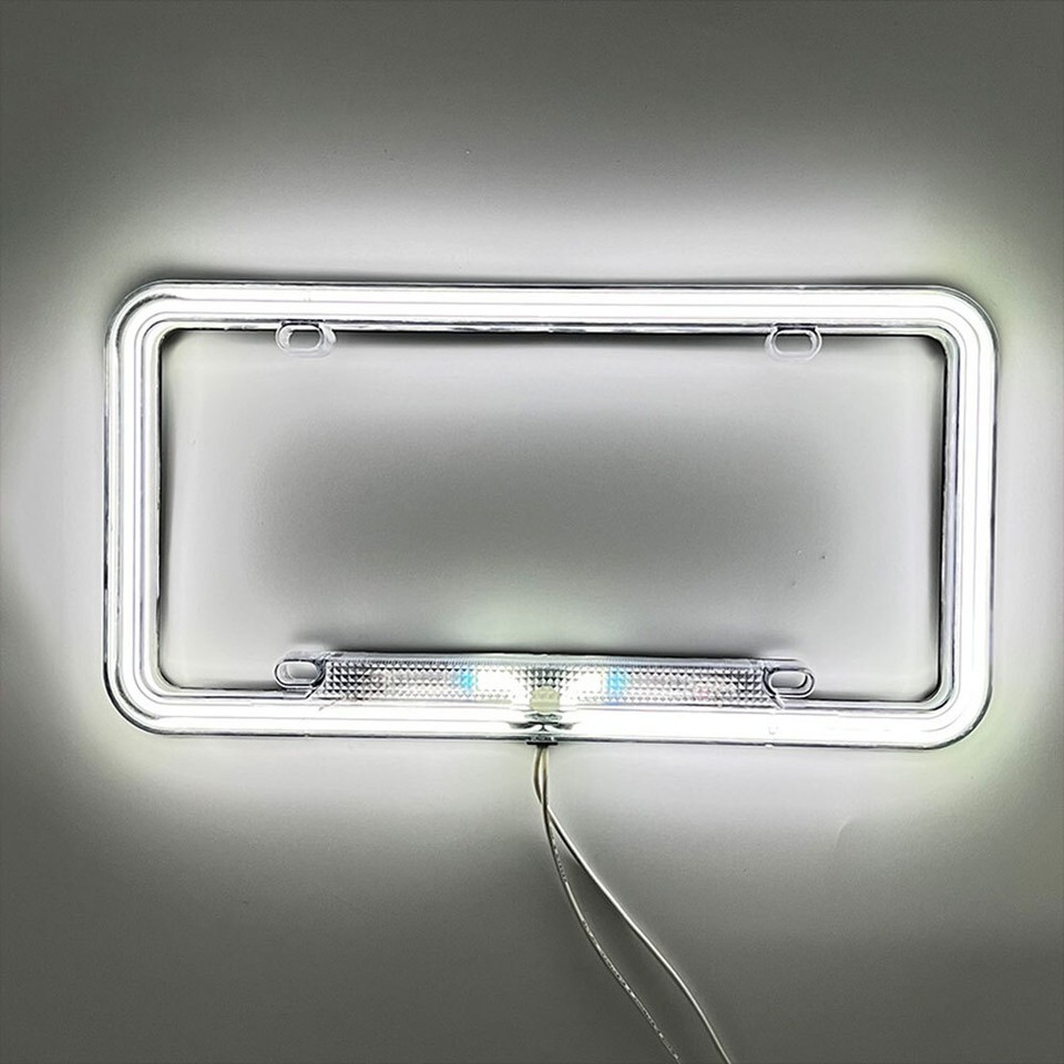 Universal Neon License Plate Frame 12V LED Light Car Front Rear Holder ...