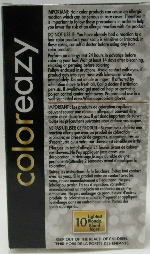 Coloreazy Permanent Cream Hair Color #10 Lightest Blonde | eBay