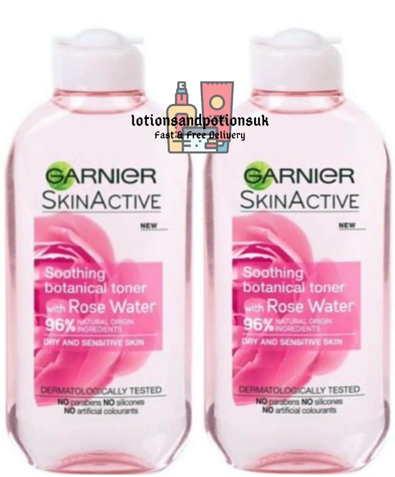 2 x Garnier ROSE WATER Soothing Toner Dry/Sensitive Skin 200ML ...