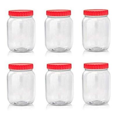 Clear Plastic Screw Top Storage Containers with Red Lids 750ml Packs of ...