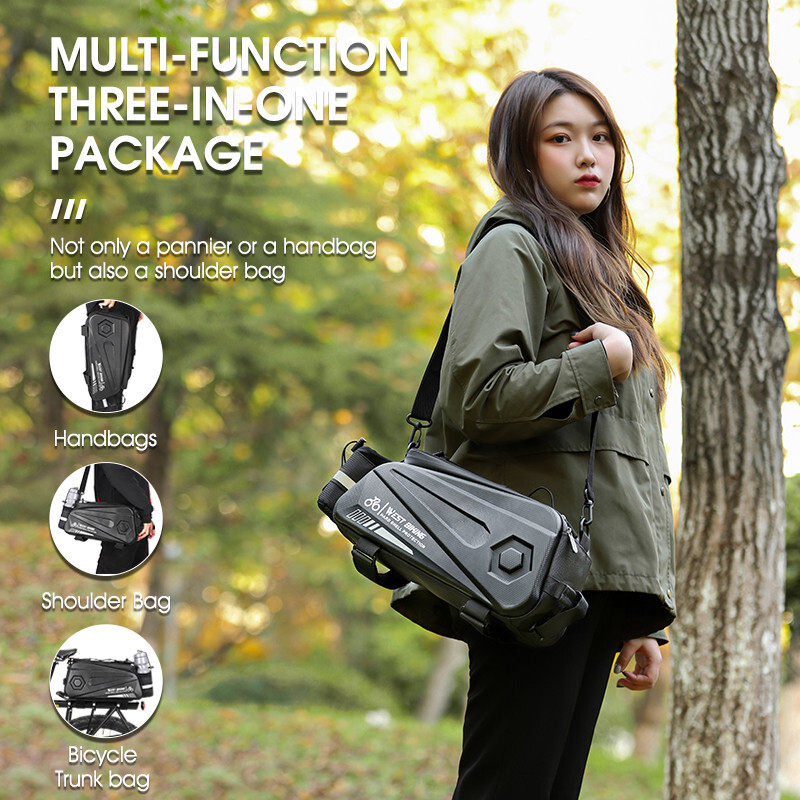 WEST BIKING Waterproof Hard Shell Cycling Bag Bicycle Rack Pack Bag ...