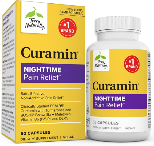 Terry Naturally Curamin Nighttime Pain Relief, Curcumin Supplement, 60 ...