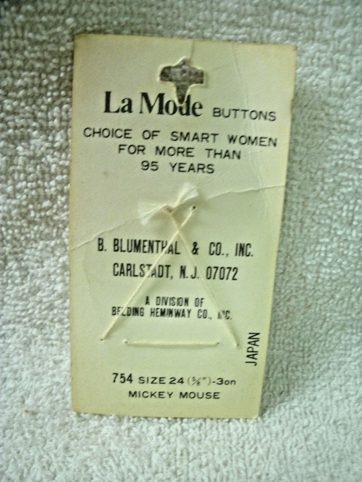 Vtg Carded BUTTONS--*MICKEY MOUSE*-- Novelty/Realistic by LaMode--3 -Original | eBay