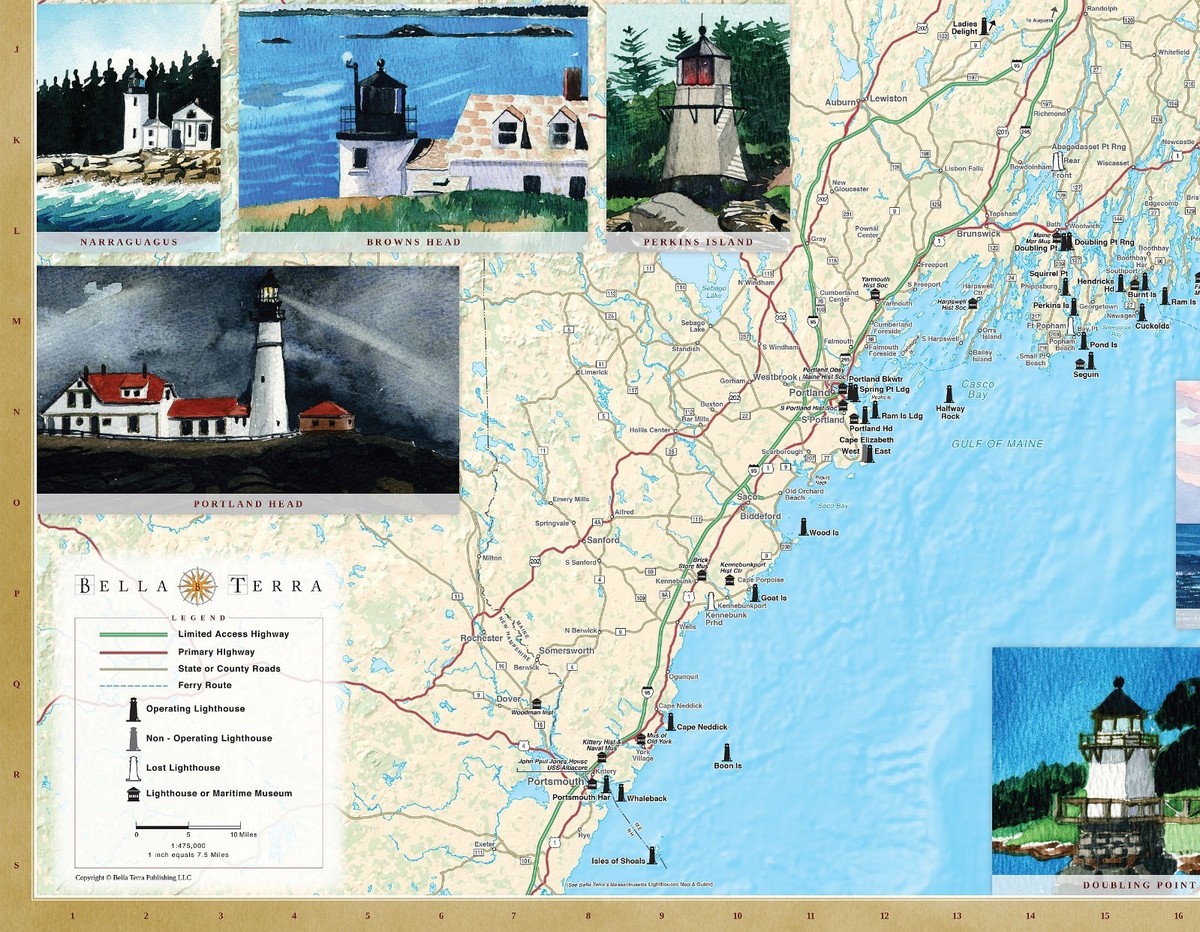 Map Of Lighthouses In Maine Maine Lighthouses Map & Guide By Robert