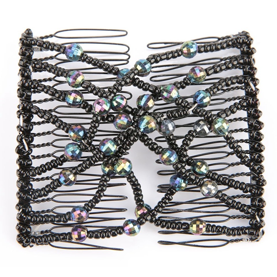 Women Girl Magic Easy Hair Beads Slide Stretchy Comb Clip Stretchable ...