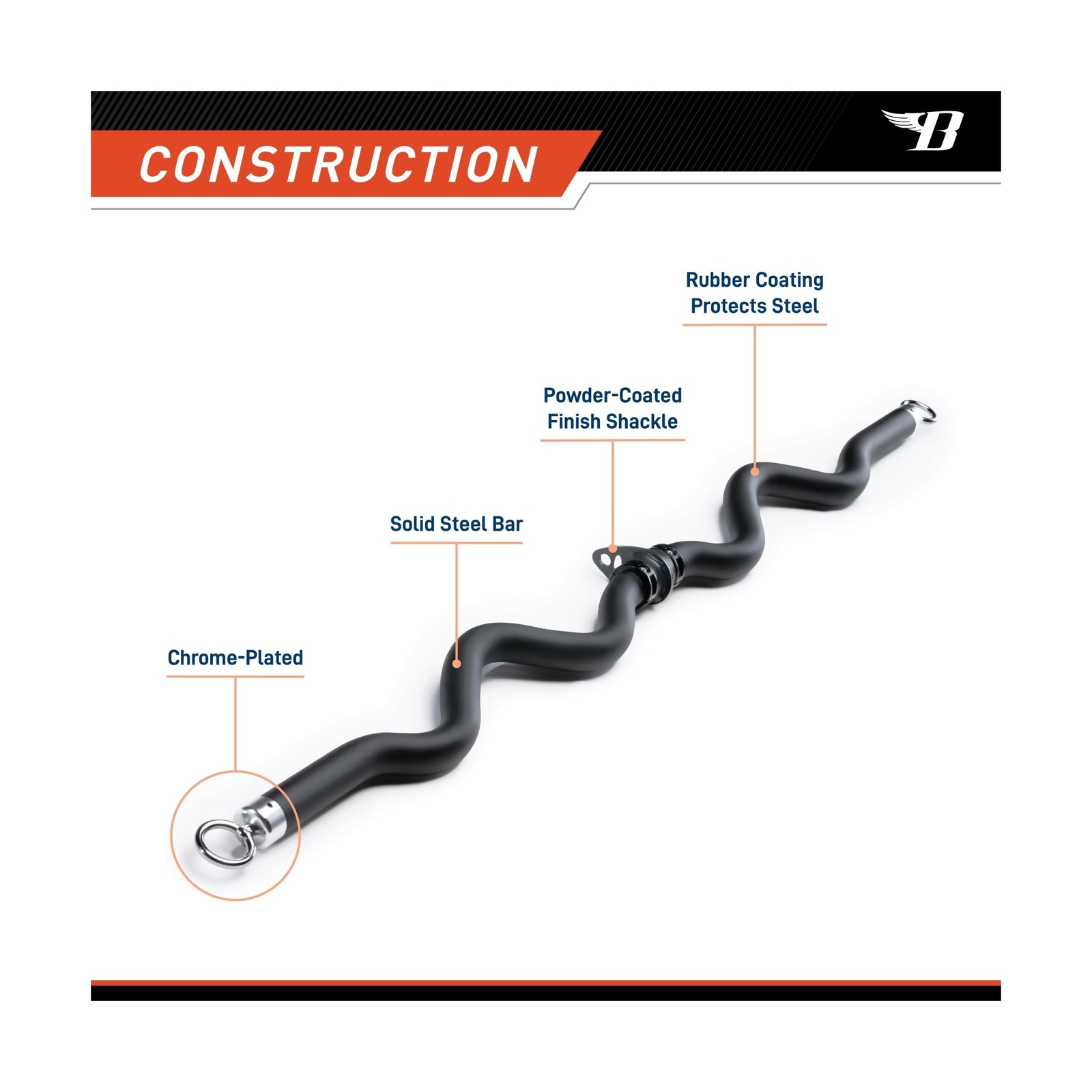 Bionic Body Deluxe Exercise Curl Bar for Lats, Curls and More BBEB-7355 ...