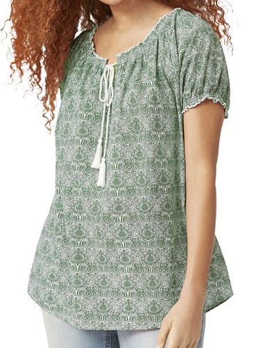 Ellos blouse top plus size 24/26 32/34 36/38 40+ green patterned ...