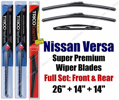 Top-of-the-line Wipers 3pk Front & Rear fit 2007-2012 Nissan Versa ...