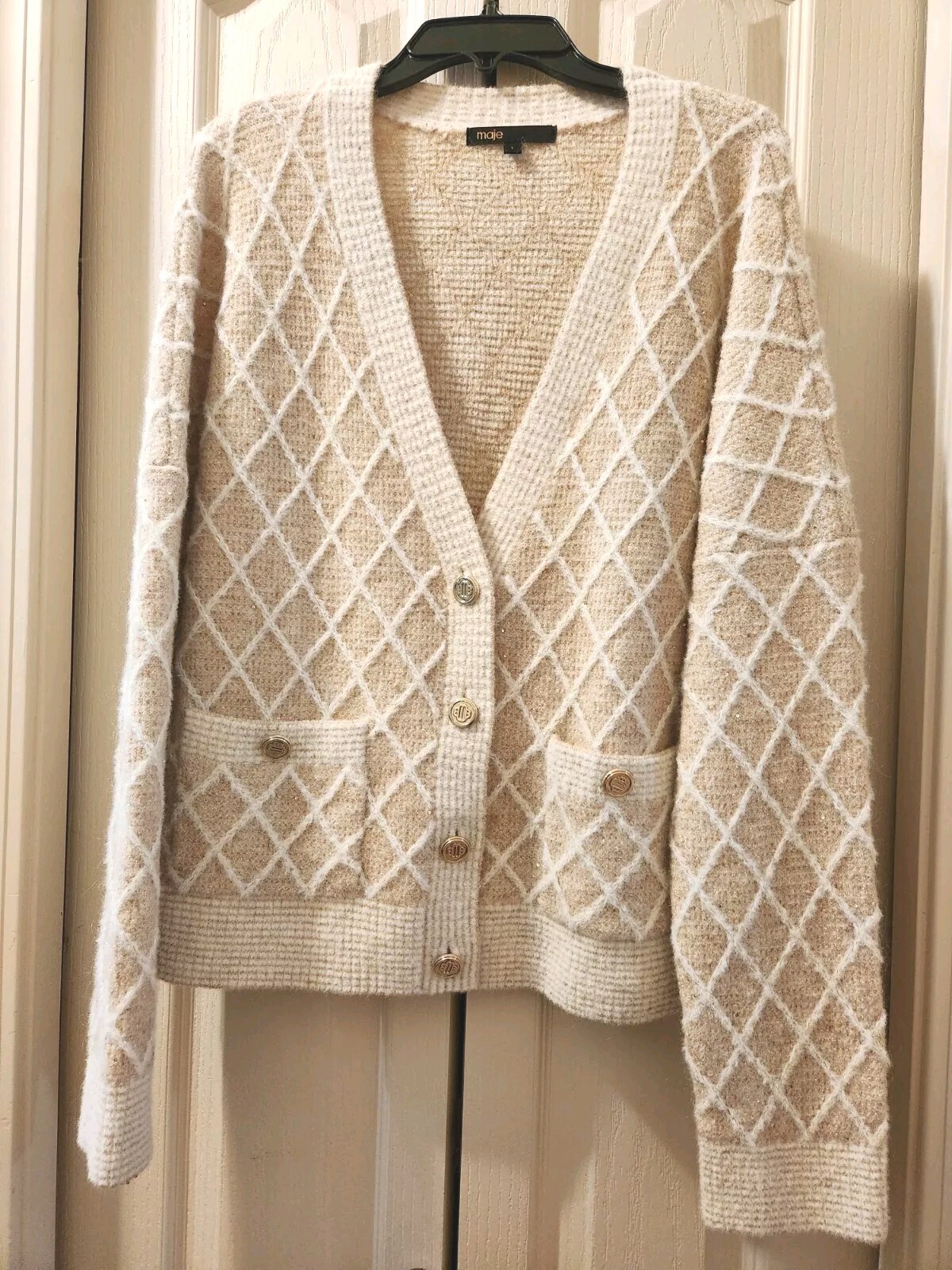 Maje New Diamond Pattern Cardigan -size 1 | eBay
