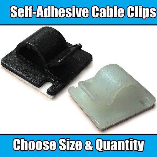 Self Adhesive Nylon Clips For Cable Wire Conduit Black or White 16mm ...