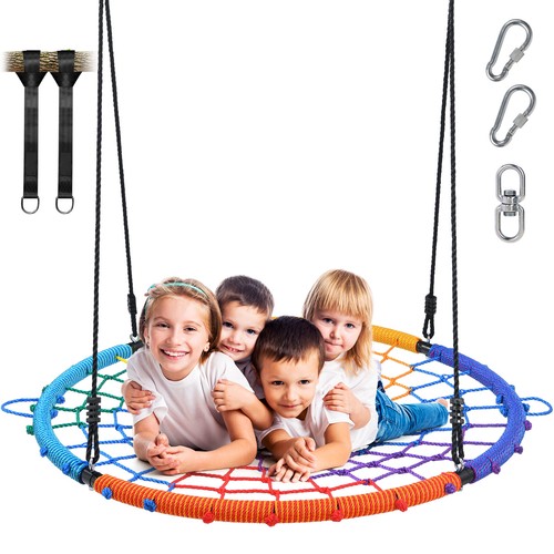 45'' Saucer Web Swivel Tree Swing Set 750LBS Round Net Adjustable for ...