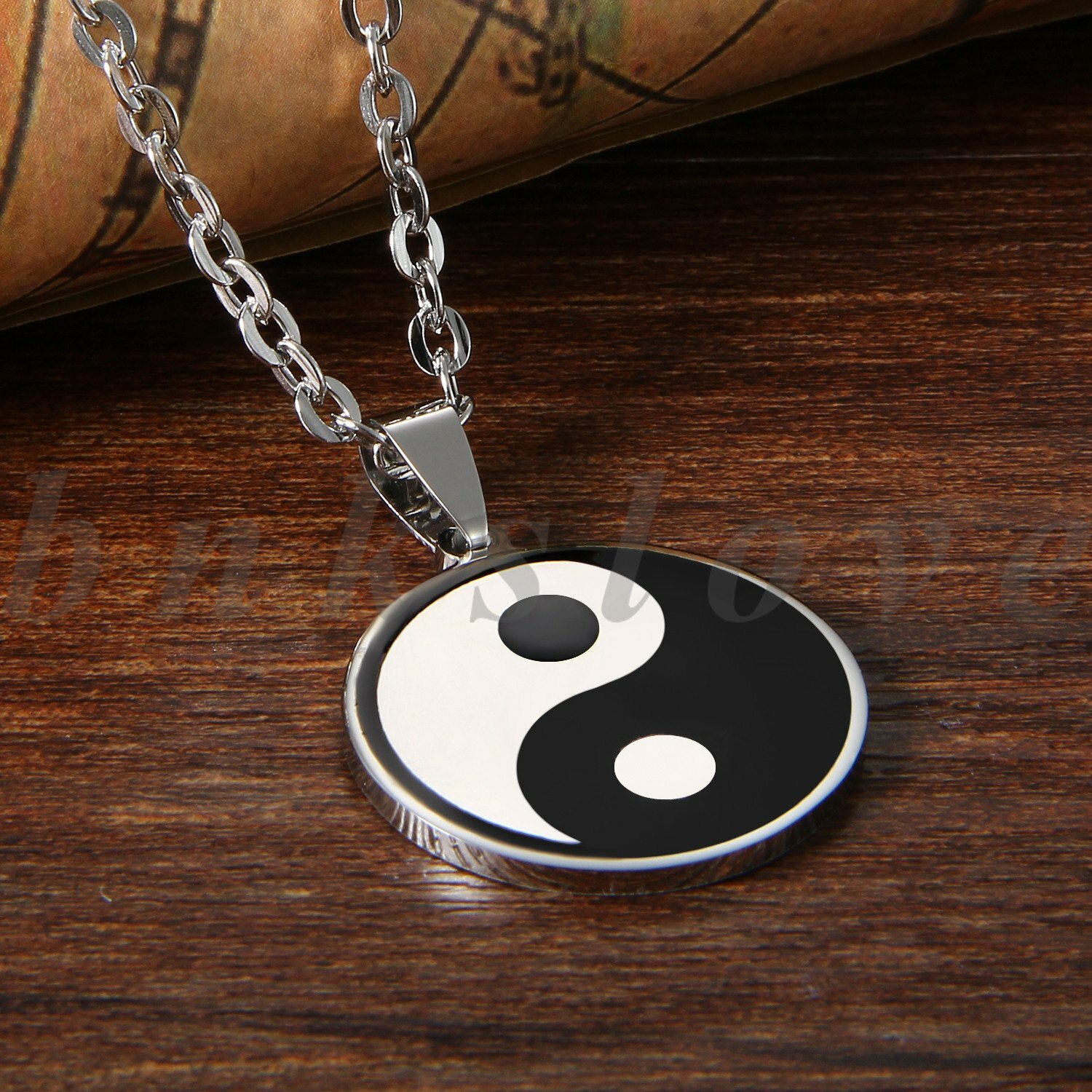 Men's Black&Silver Stainless Steel YIN YANG Symbol Taiji Bagua Pendant ...