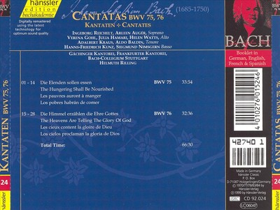 HELMUTH RILLING BACH: CANTATAS, BWV 75, 76 NEW CD | eBay