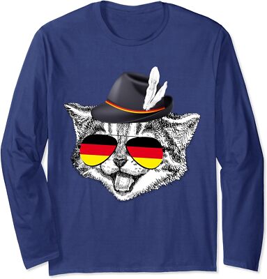 Cute Cat German Flag Oktoberfest Pride Germany Long Sleeve Tshirt | eBay