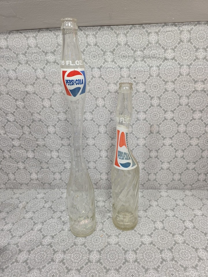 Vintage Pepsi Cola Glass Bottles Tall Slim Unique Twisted Shape ...