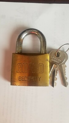 Vintage Brass Guard Security US Padlock with 3 keys heavyweight | eBay
