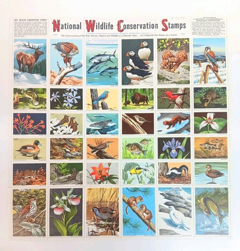 VTG National Wildlife Conservation Stamps 1961 Full Sheet Junk Journal ...