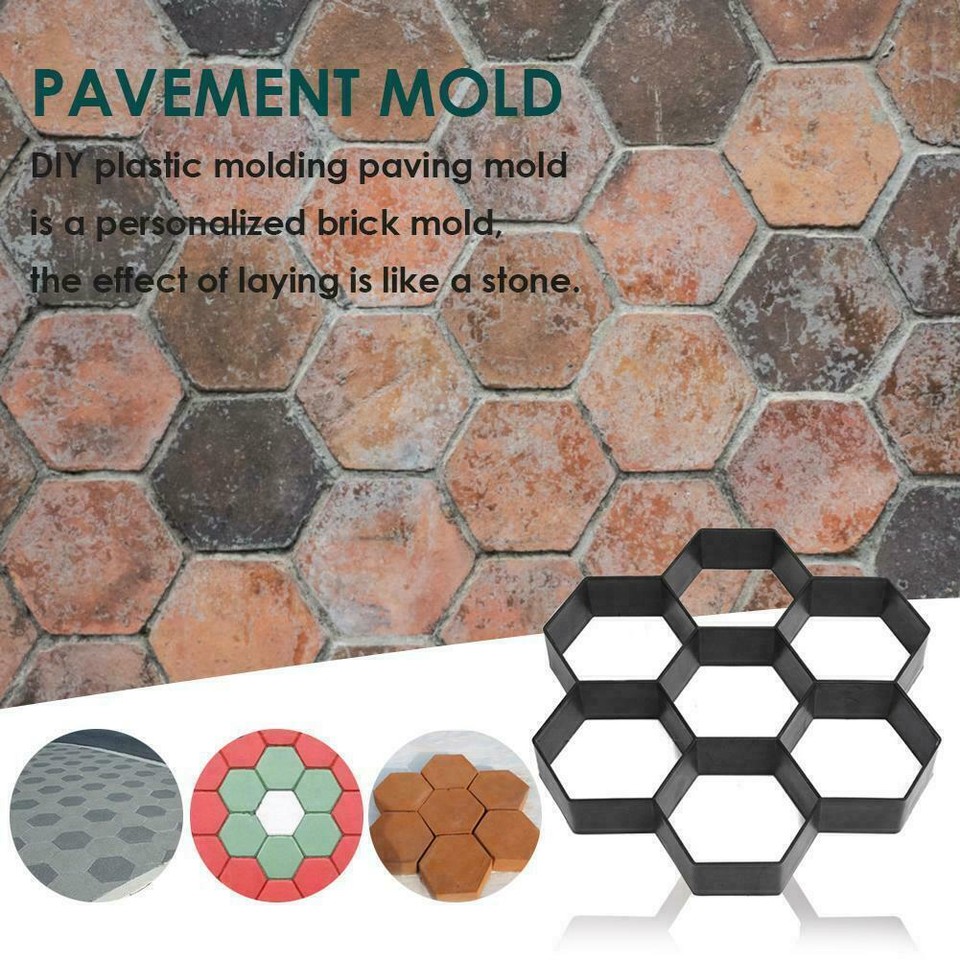 Hexagonal Pattern Concrete Pavement Mold Reusable DIY Fr Garden Lawn ...