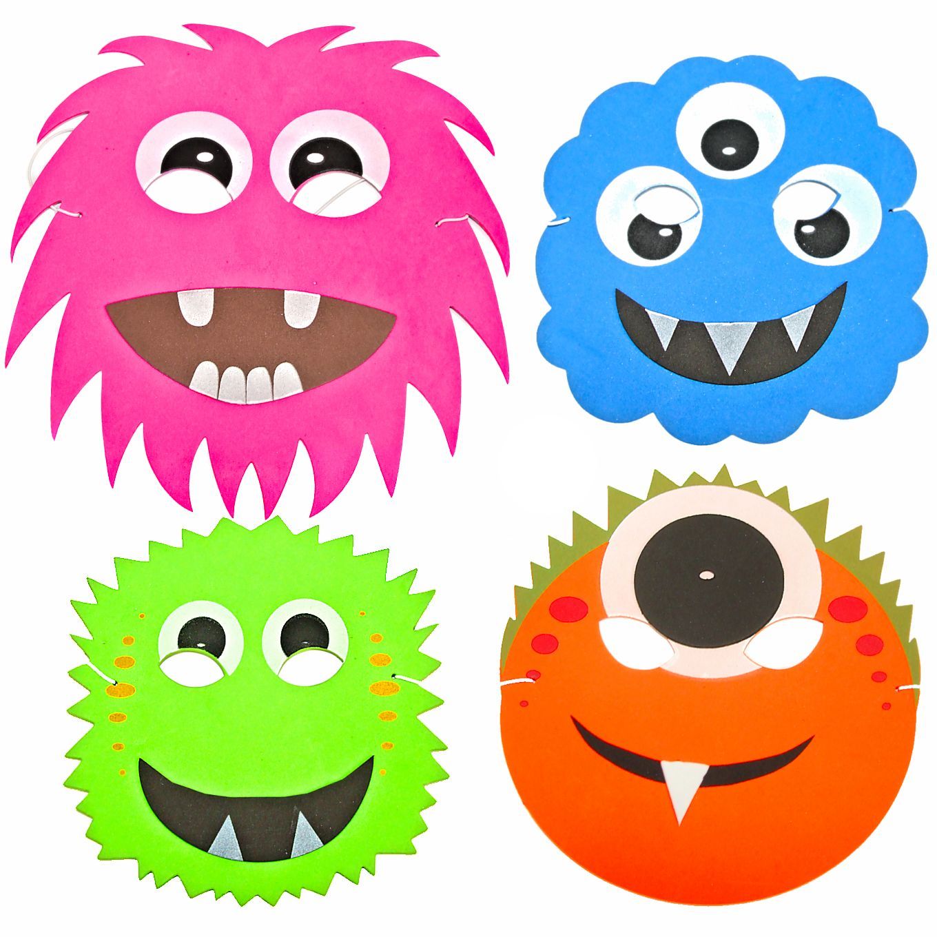 4 Assorted Children's Monster / Alien Foam Face Masks - Party Kids ...
