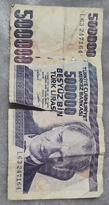 Republic Of Turkey Rare Central Bank Note, 1970 500000 Turkish Lira ...