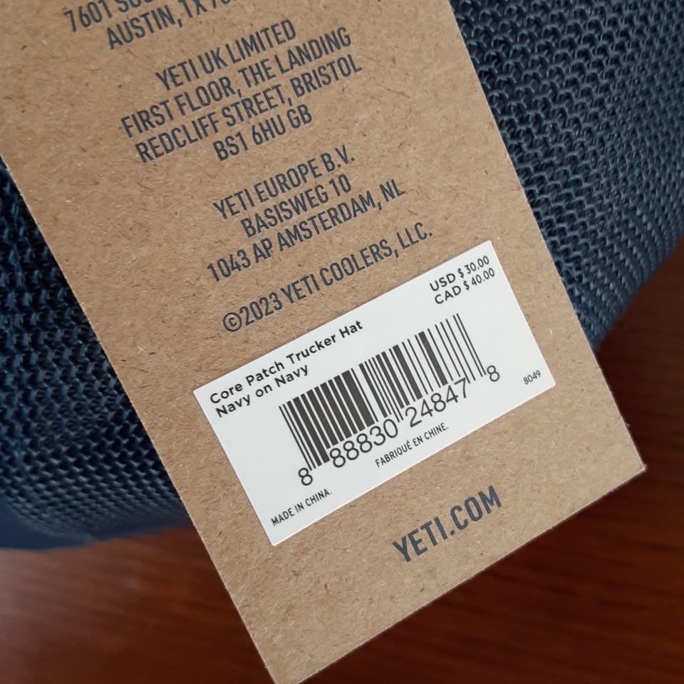 Yeti Men's Blue Core Patch Logo Trucker Hat Navy On Navy men adjustable ...