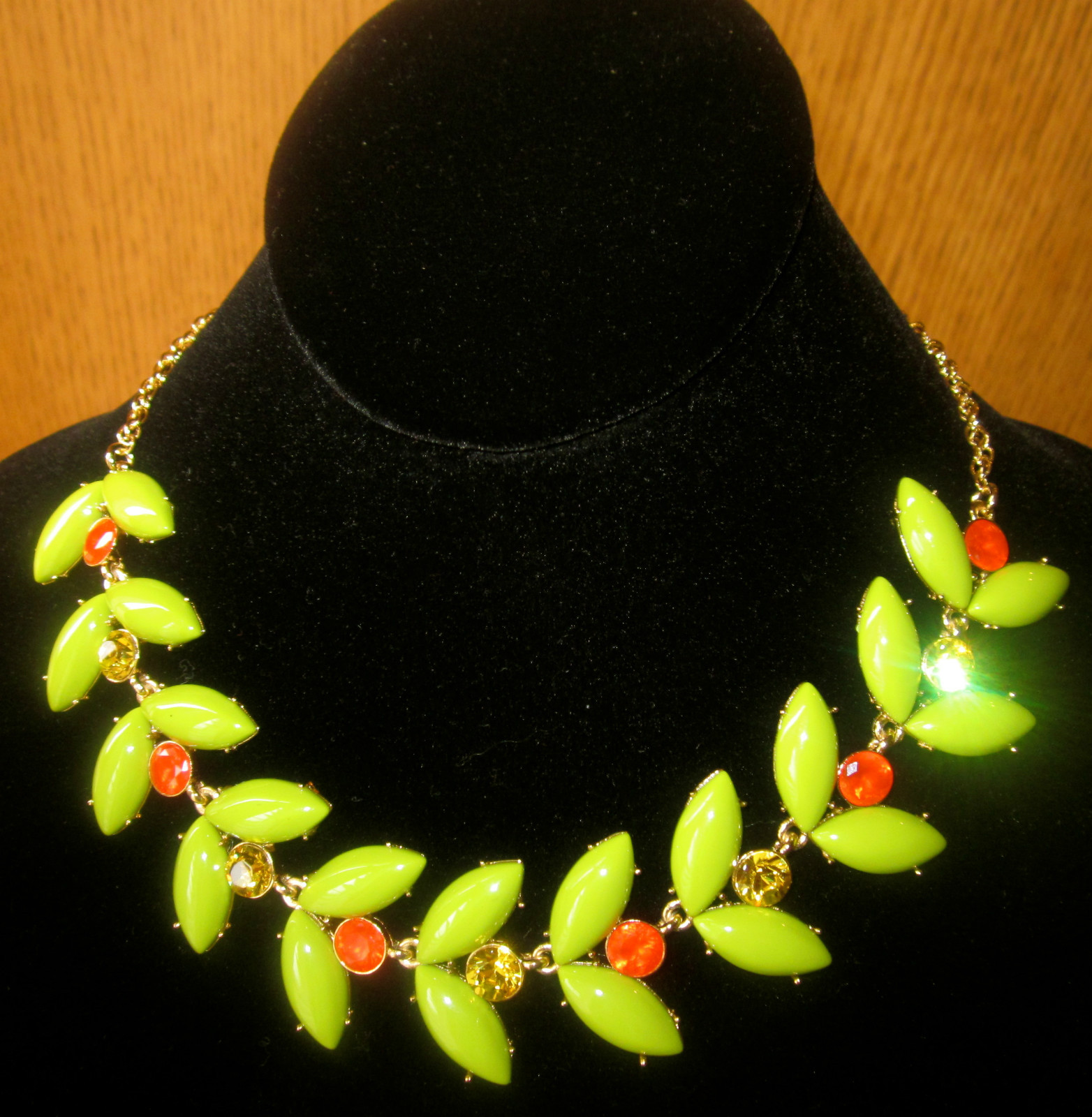 KATE SPADE VINE ENCHANTED GARDEN LEAVES CRYSTAL NECKLACE ENAMEL GREEN ...