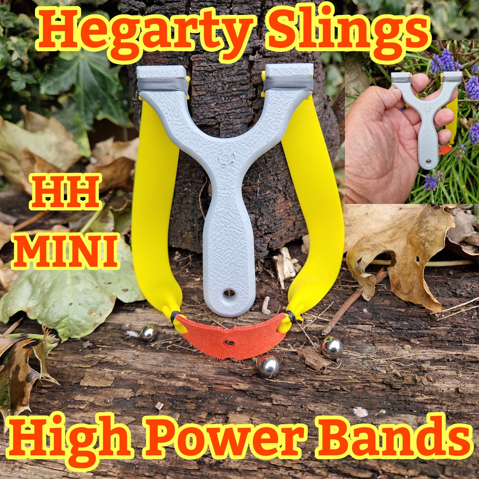 Catapult/Slingshot POWERFUL HH MINI , 12MM GREY POLY ,Hunting , Hegarty ...
