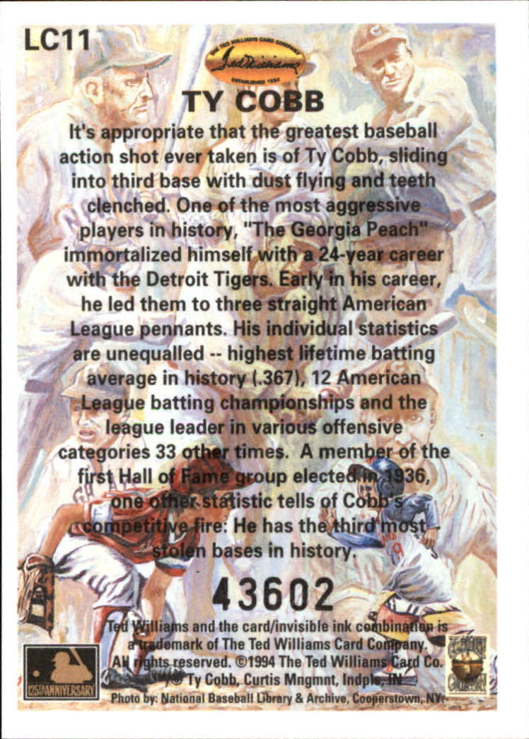 1994 Ted Williams Locklear Collection #LC11 Ty Cobb - NM-MT | eBay