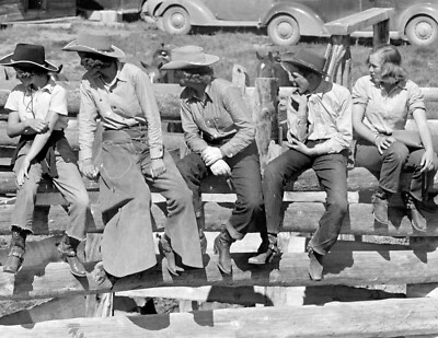 1939 Cowboy Ranch Girls on Corral Fence Montana Vintage Picture Photo 8 ...