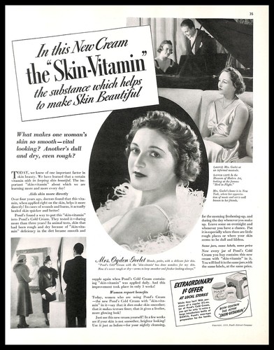 1938 Pond's Cold Cream Vintage PRINT AD Skin Vitamin Mrs.Ogden Goelet ...