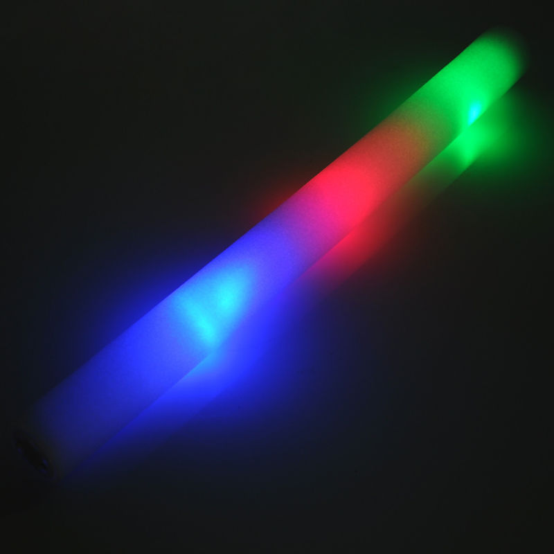 12 PCS LED Light Up Foam Sticks Rally Rave Cheer Tube Soft Glow Baton ...