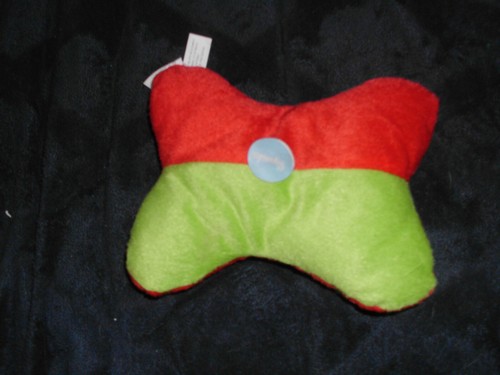 Red & Green Bone Shaped Plush Squeaky Dog Toy ***BENEFITS RESCUE*** | eBay