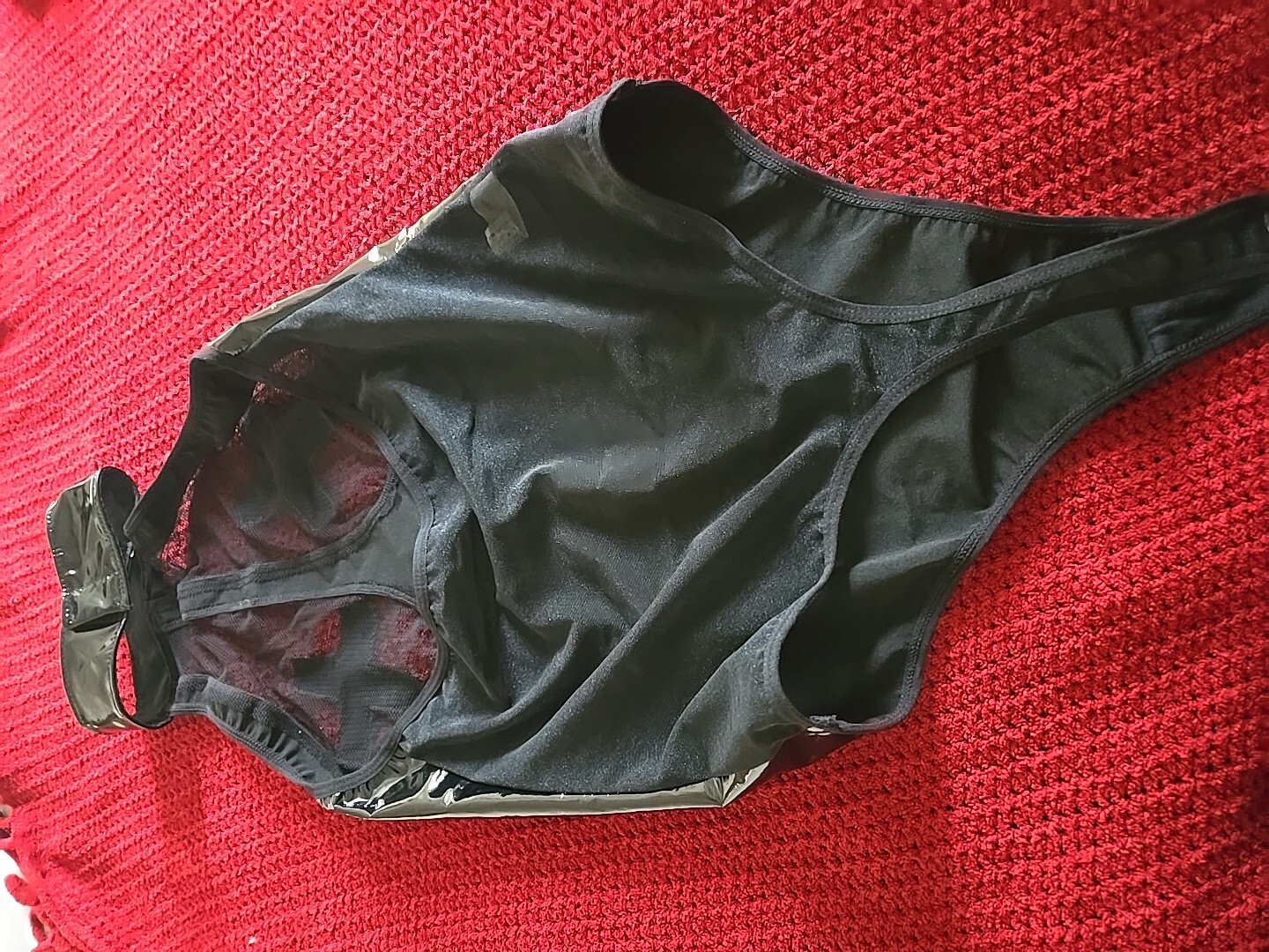 PVC Pu Vinyl Black Halter Bodysuit Bustier Sexy Open Cup Mesh Fetish ...