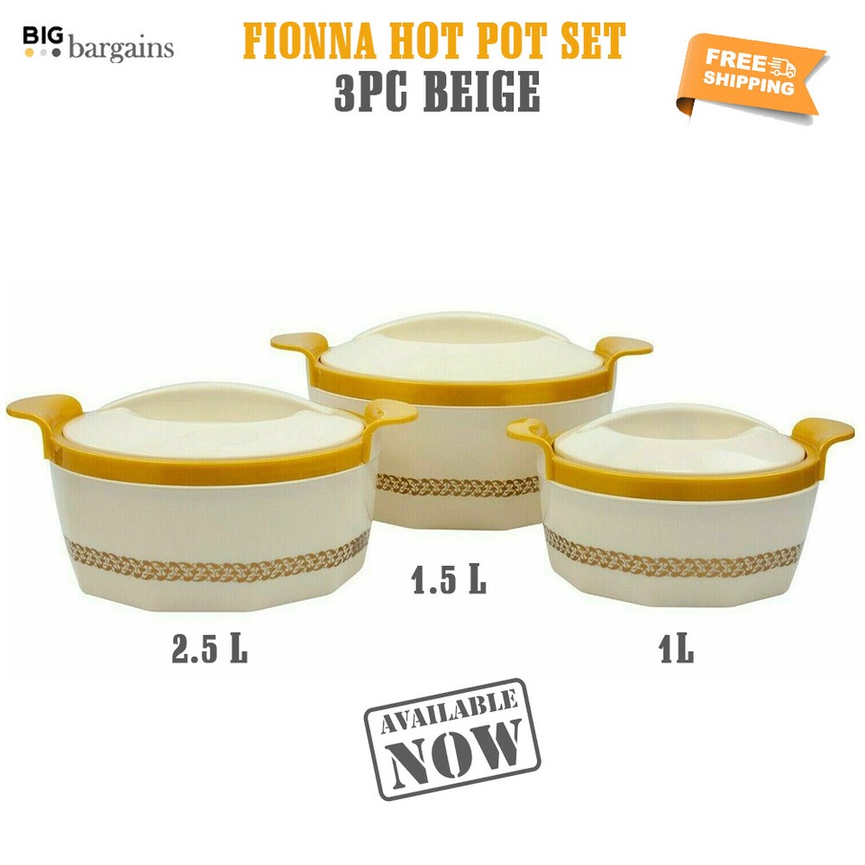 3Pc 4Pc Plastic Hot Pot Thermal Insulated Casserole Set Food Warmer ...