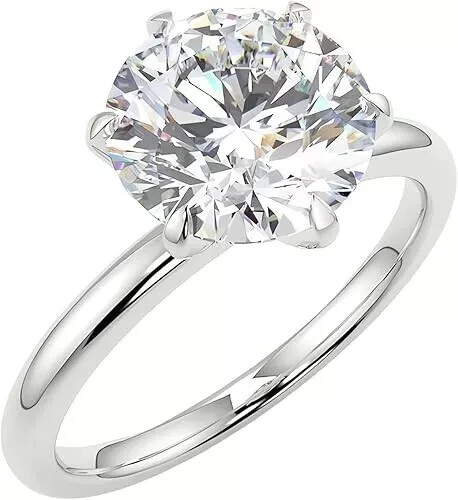 GRA Certificate 2.5 Ct Round Moissanite Women Solitaire Wedding Ring ...