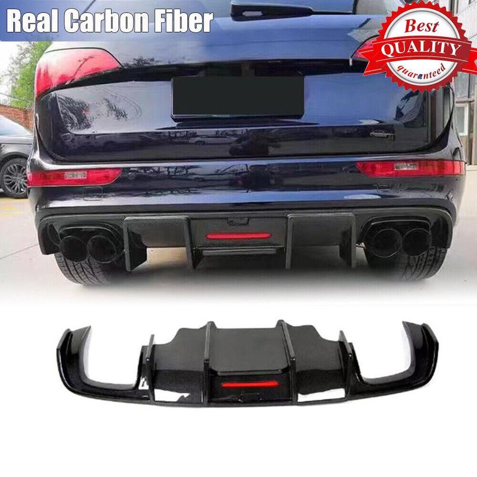 Real Carbon Rear Bumper Diffuser Lip With LED Lights For Audi Q5 SQ5 ...