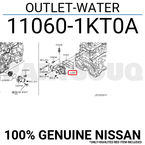110601KT0A Genuine Nissan OUTLET-WATER 11060-1KT0A | eBay