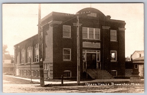 Brownton MN Closeup~Opera House Façade~Napoleon Ohio Motor Co Sign on ...