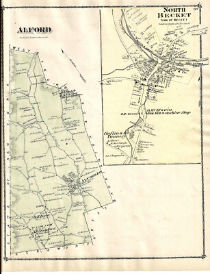 1876 ALFORD & MONTEREY, MA., MAP THAT MEASURES ABOUT 16X12 INCHES. | eBay