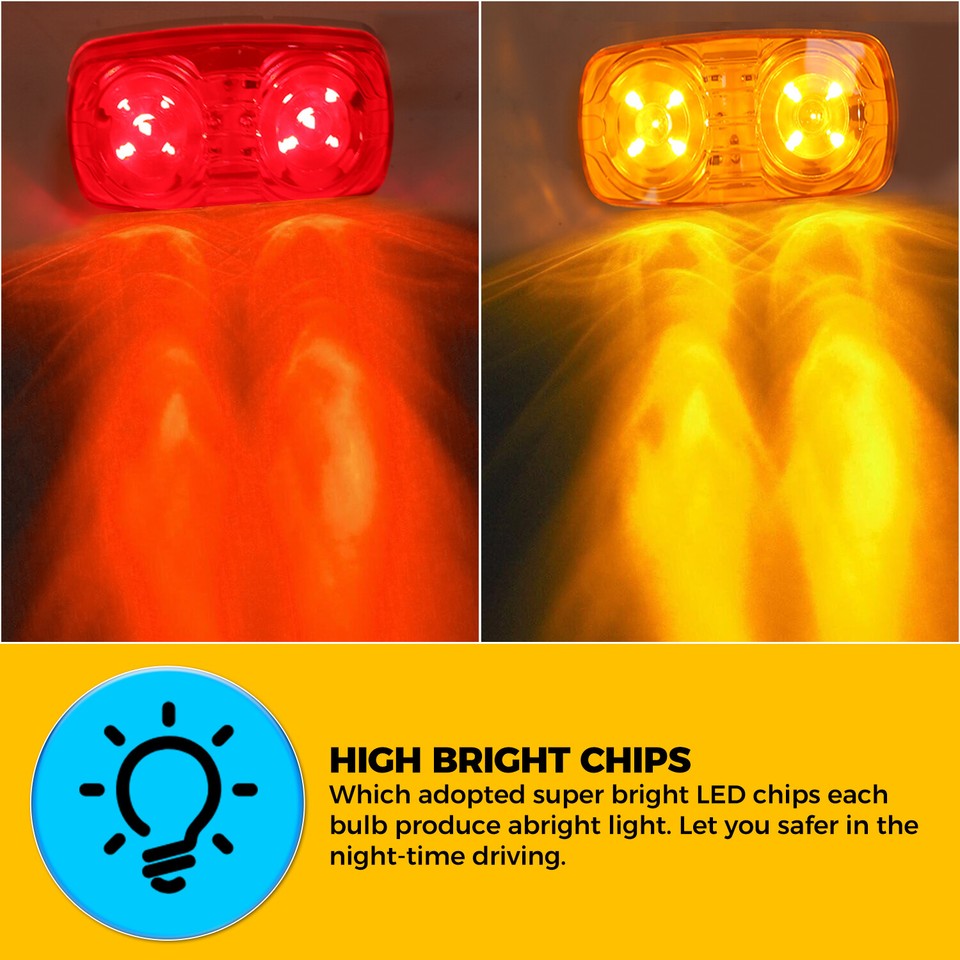 13Pcs Double Bullseye Led Marker Lights 10 LED, 2x4 Rectangle Led ...