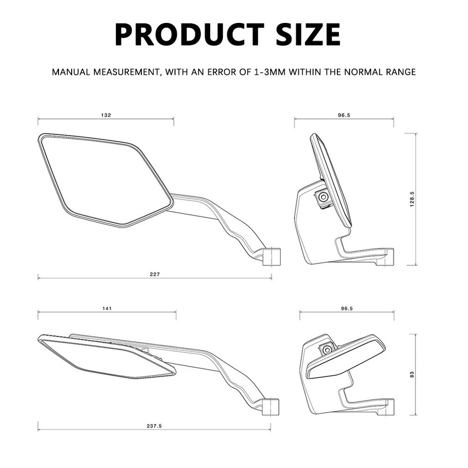 Mirror 360° rotation Side Rearview Mirror for Motorcycle CB750 Hornet ...