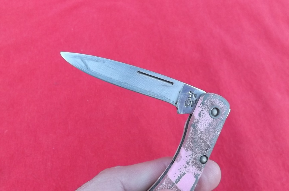 CASE XX USA 059L PINK CAMO SMALL LOCKBACK KNIFE USED GOOD USER CARRY ...