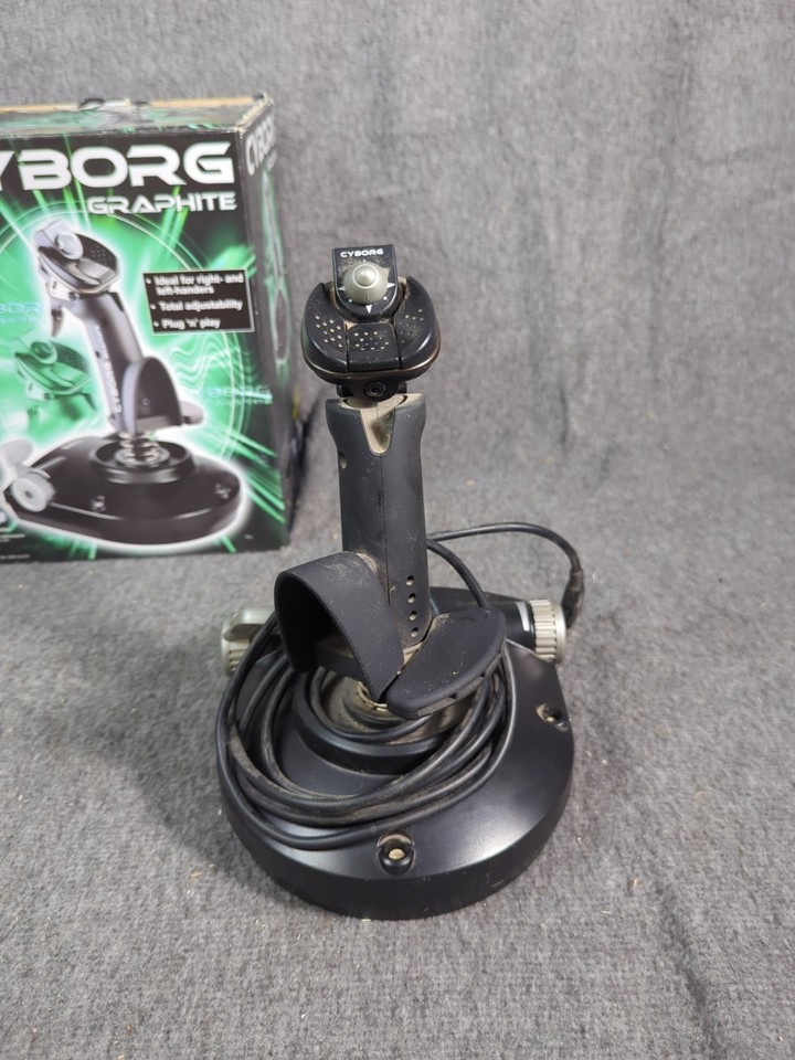 Saitek Cyborg Graphite PC Joystick Game Controller USB Flight Stick | eBay