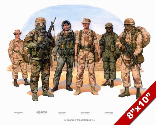 USMC UNITED STATES MARINES 1990’S COMBAT UNIFORMS PAINTING ART REAL ...