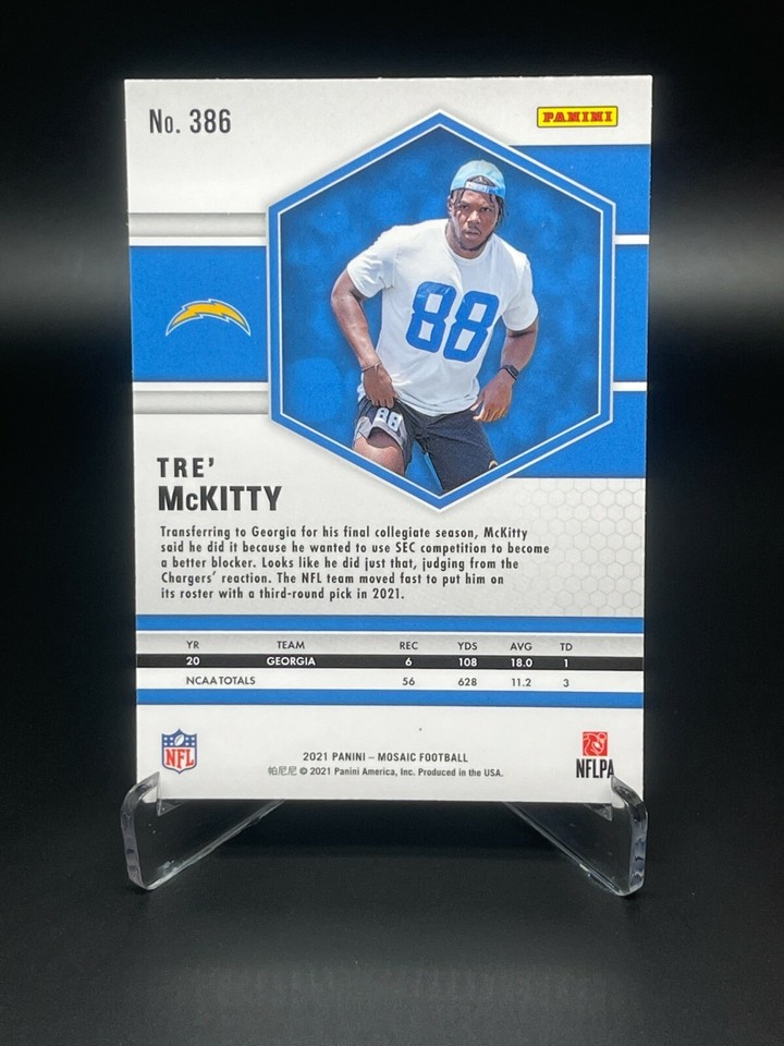 2021 Panini Mosaic Football Base ROOKIE RC - TRE' MCKITTY Chargers #386 ...