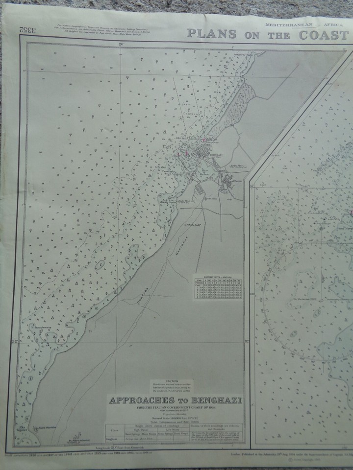 Marine Map / Plans On The Coast Of Libya - BENGHAZI | eBay UK