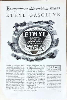 1930 Ethyl Gasoline Corporation Anti-Knock Compound Emblem Vintage ...