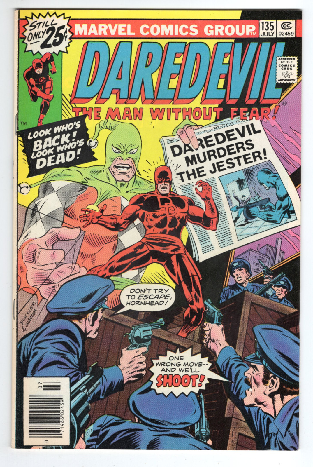 Daredevil #135 Near Mint Minus 9.2 Spider-Man The Jester Bob Brown Art ...