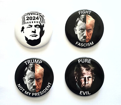 ANTI-TRUMP PINS, 4 POLITICAL PINS, BUTTON COLLECTION, 2.25" | eBay