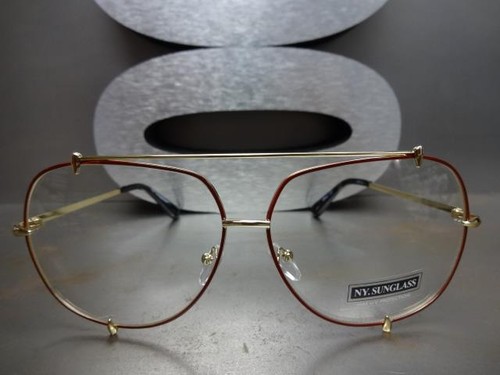 Men or Women CLASSIC VINTAGE RETRO Style Clear Lens EYE GLASSES Gold ...